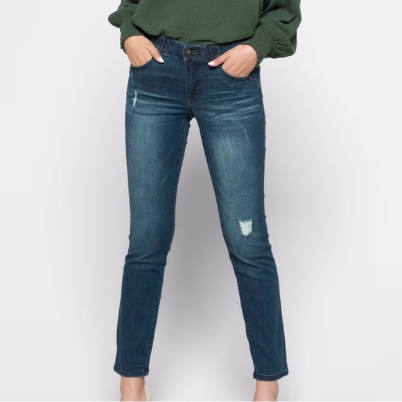 Democracy | Jeans | Natalie Ab Solution Straight Leg Distressed Jean ...
